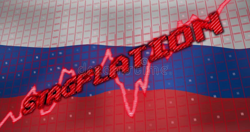Image of Data Processing and Stagflation Text Over Flag of Russia Stock ...