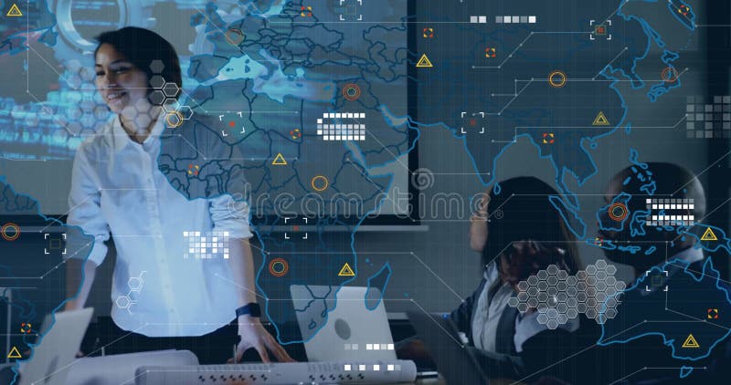 Image of Data Processing and Statistics Over Diverse Businesspeople in ...