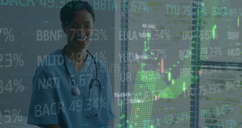 Image of Data Processing and Statistics Over Female Doctor with ...