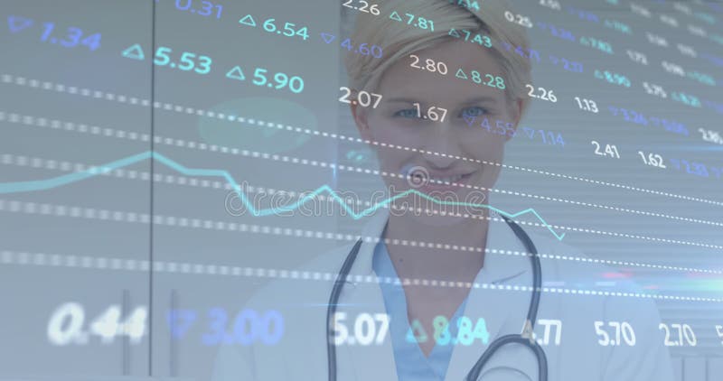 Image of Data Processing and Statistics Over Female Doctor with ...