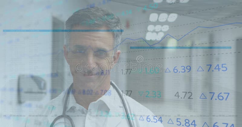 Image of Data Processing and Statistics Over Male Doctor with ...