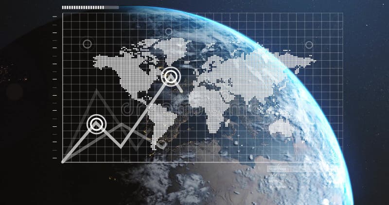 Image of Data Processing and Statistics with World Map Over Globe Stock ...