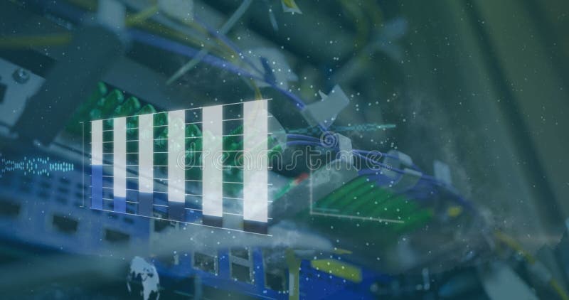 Image of Data Processing and White Particles Spinning Against Close Up ...