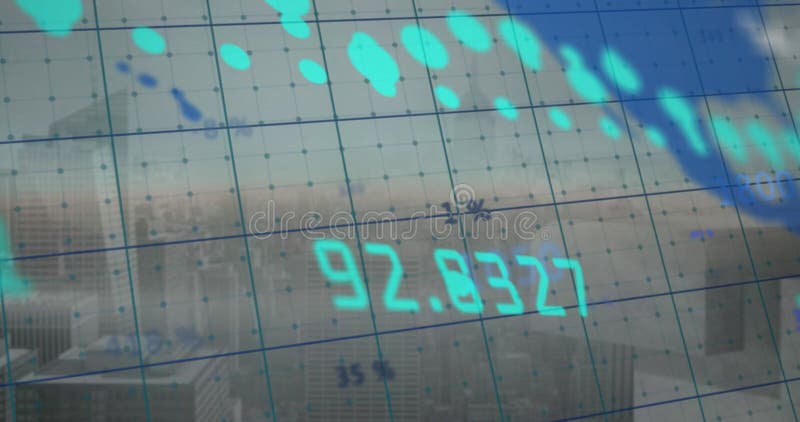 Image of Data Processing and World Map Over Cityscape Stock Photo ...