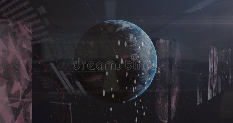 Image of Data and Statistics Processing Over Earth Globe and Outer ...