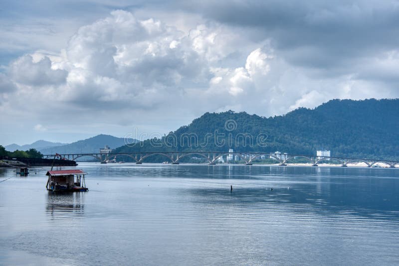 Daytime Scene Activity Around the Concrete Bridge. Stock Photo - Image ...