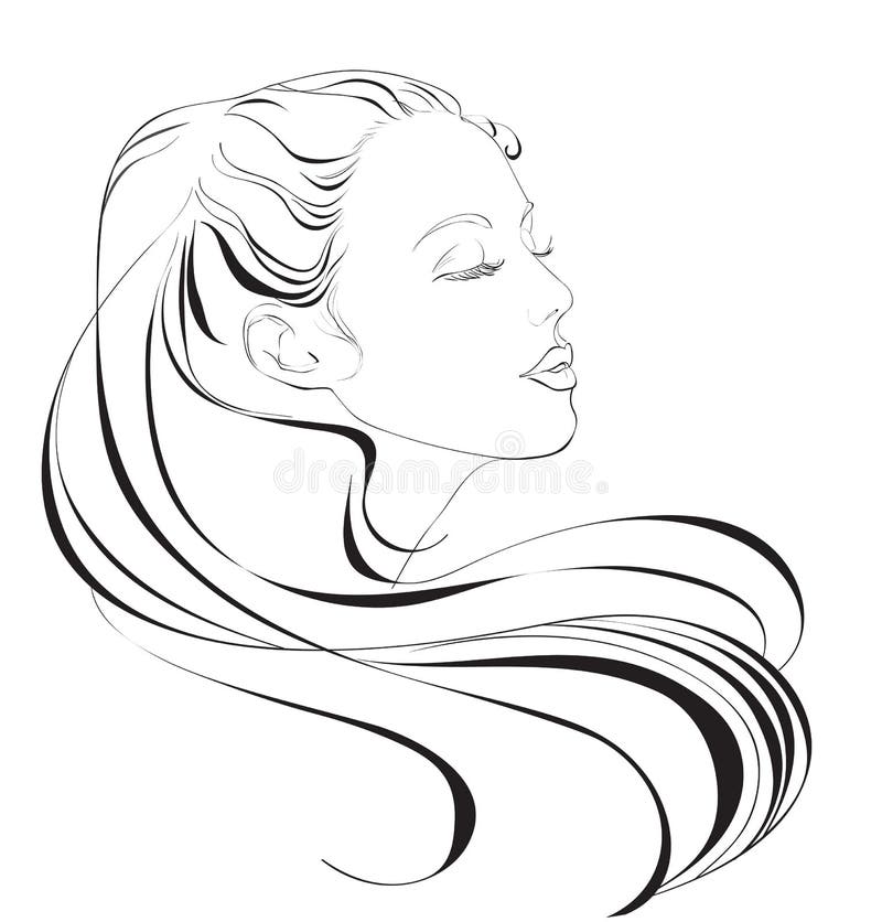 Image De Belle Fille Avec De Longs Cheveux Dans Le Style De Croquis