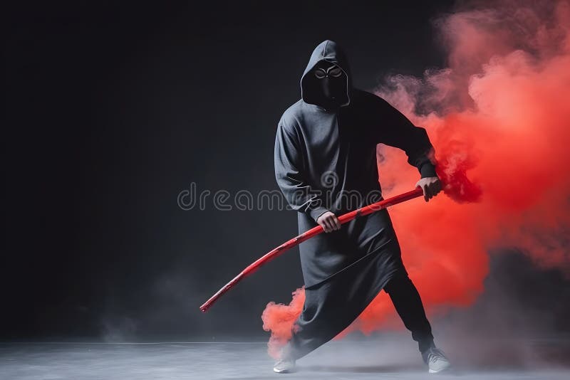 The Image of Death in Dark Clothes. Neural Network AI Generated Stock ...