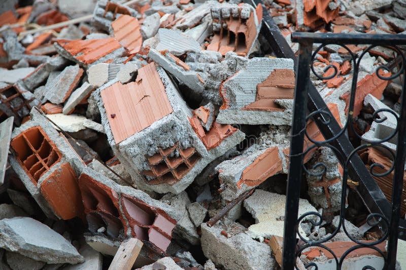 Image of Debris from a Demolition, Destroyed Pieces of Brick. Stock ...