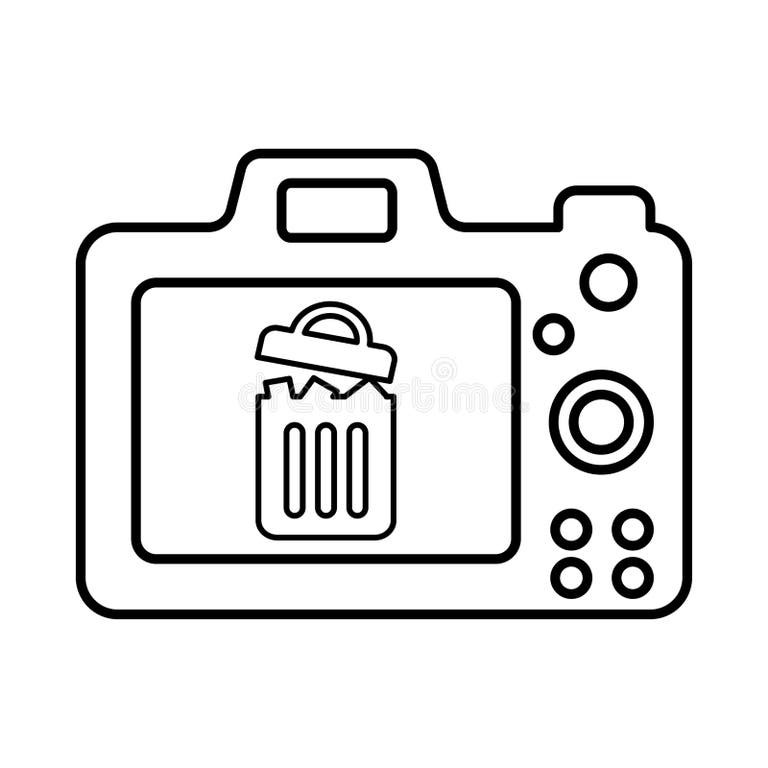 Image Delete on Camera Icon in Outline Style Stock Vector ...