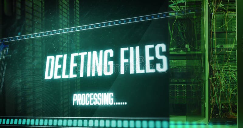 Image of Deleting Files Over Green Digital Screen Stock Illustration ...