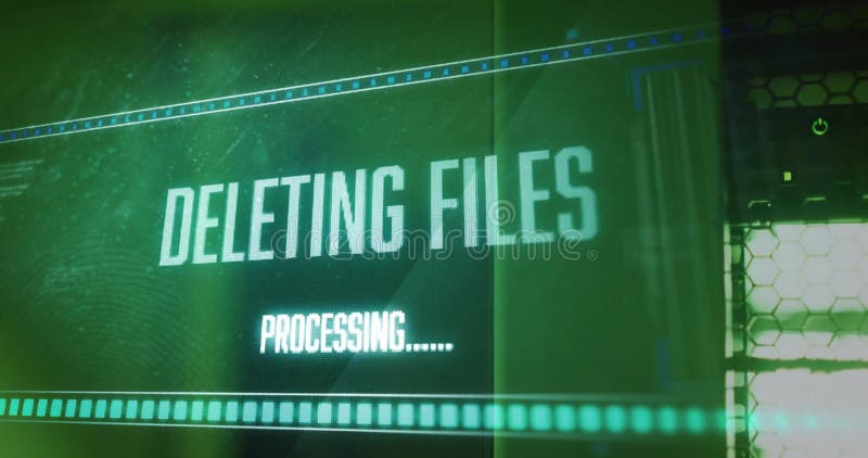 Image of Deleting Files, Processing Text on Interface Over Computer Server Stock Image - Image ...