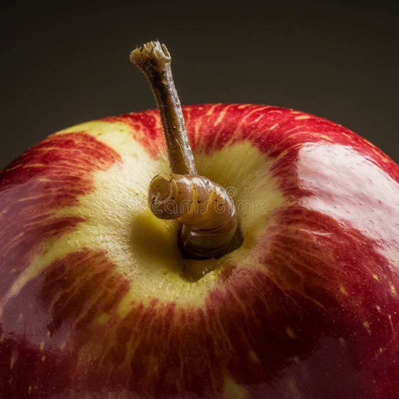 Image of a Delicious Apple with a Worm Inside it Stock Photo - Image of ...
