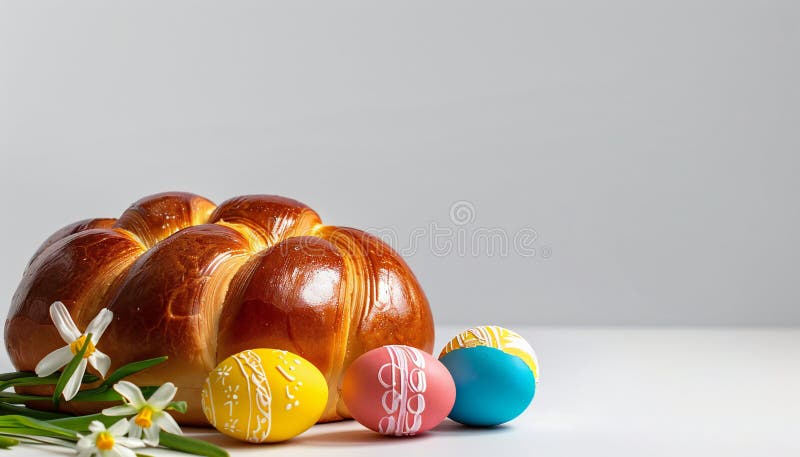 An Image of a Delicious Paska and Three Eggs Next To it on a White ...