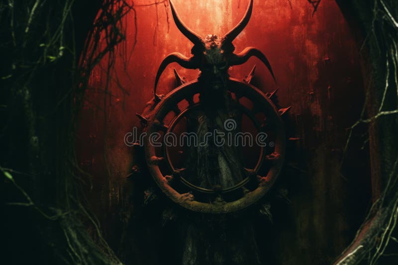 An Image of a Demon in a Dark Room with a Wheel in Front of it Stock ...