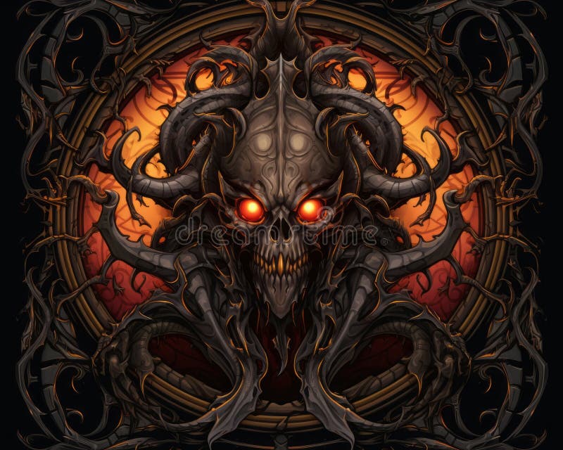 An Image of a Demon with Glowing Red Eyes Stock Illustration ...