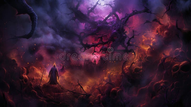 An Image of a Demon in the Middle of a Dark Forest Stock Illustration ...