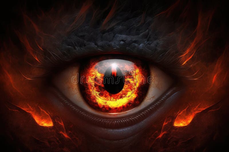 An Image of Demonic Eyes on Fire Stock Illustration - Illustration of ...