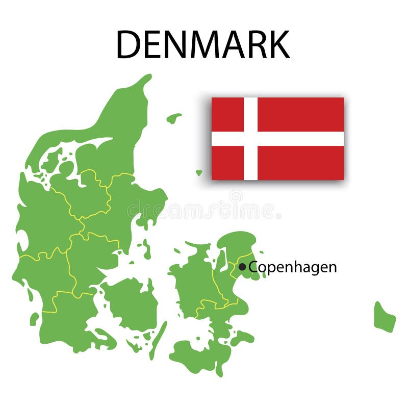 Image with Denmark Map Flag. Travel Concept. Vector Isolated Symbol ...