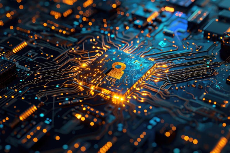 An Image Depicting a Circuit Board with a Padlock, Showcasing the ...