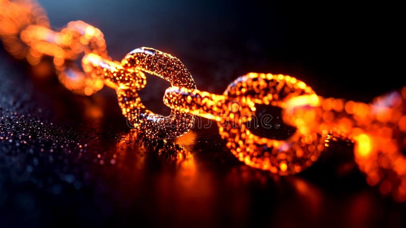 Glowing Chain a Digital Representation of Connection and Security Stock ...