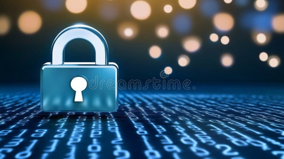 An Image Depicting a Lock with a Keyhole Composed of Digital Bits and ...