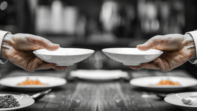 Contrasting Hands Holding Bowls Symbolizing Wealth and Poverty Stock ...