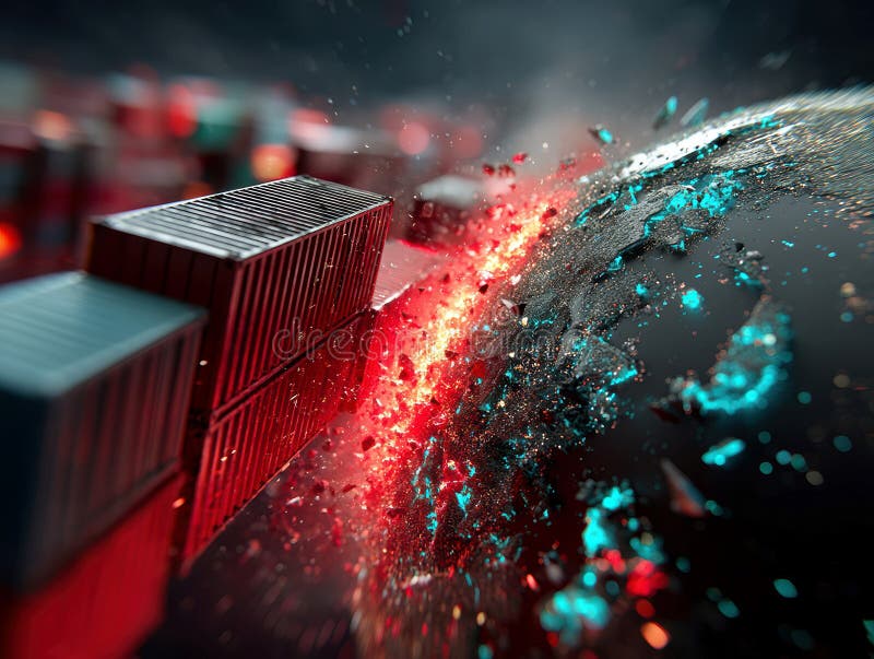 Image Depicts an Abstract Data Center Crisis, with a Damaged Server ...