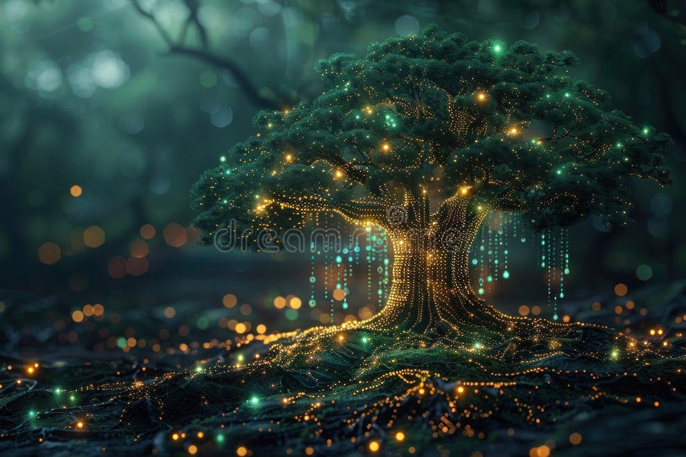 Abstract Tech Tree of Data Science and Technology Stock Illustration ...