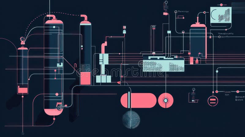 Abstract Industrial Process Diagram Showing Complex Systems Stock ...
