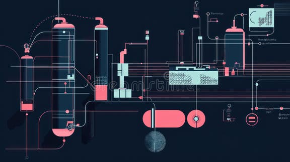 Abstract Industrial Process Diagram Showing Complex Systems Stock Illustration - Illustration of ...