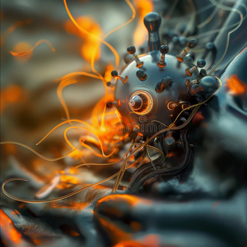 Advanced Robotic Virus Simulation Stock Image - Image of blurred, virus ...
