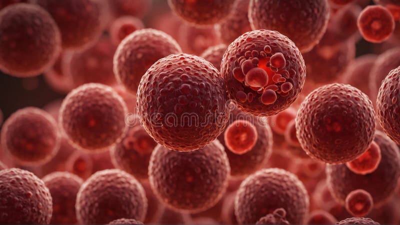 Abstract Cancerous Red Blood Cells and Thrombocytes. Macro. Stock ...