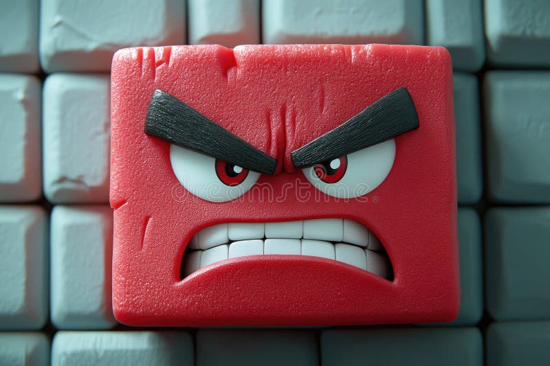 Angry Red Cube Emoji on Keyboard Frustrated Digital Expression Stock ...