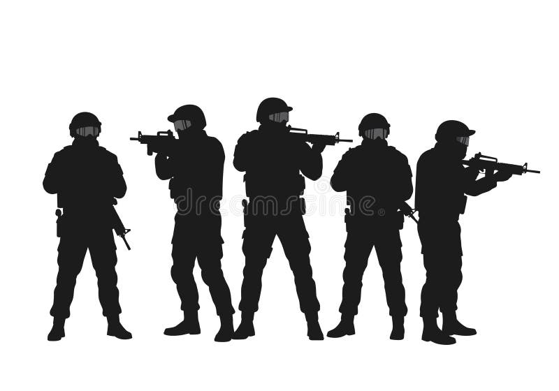 SWAT team silhouette stock vector. Illustration of protection - 379445565