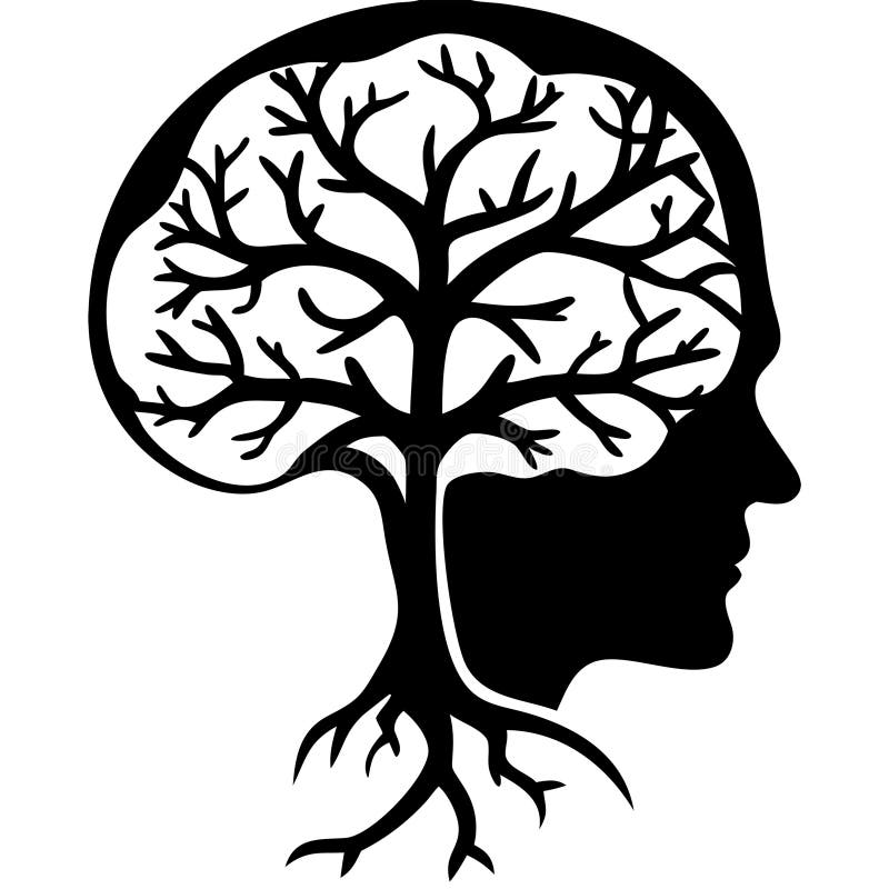 Brain Tree Silhouette Merging Nature and Human Mind Vector Ideal for ...