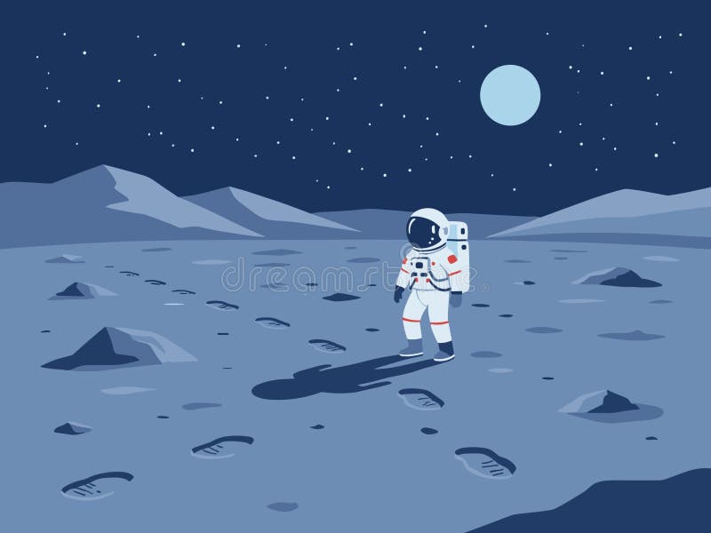 Astronaut Moon Landscape First Steps Space Travel Exploration Journey ...