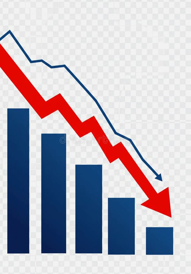 Declining Bar Graph with Downward Trend Lines Stock Illustration - Illustration of market ...