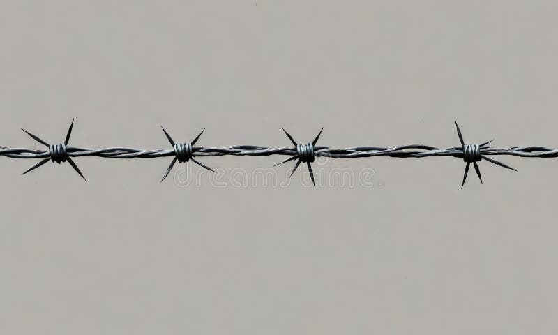 Row Sharp, Pointed Barbed Wire Extends Diagonally Across the Frame ...