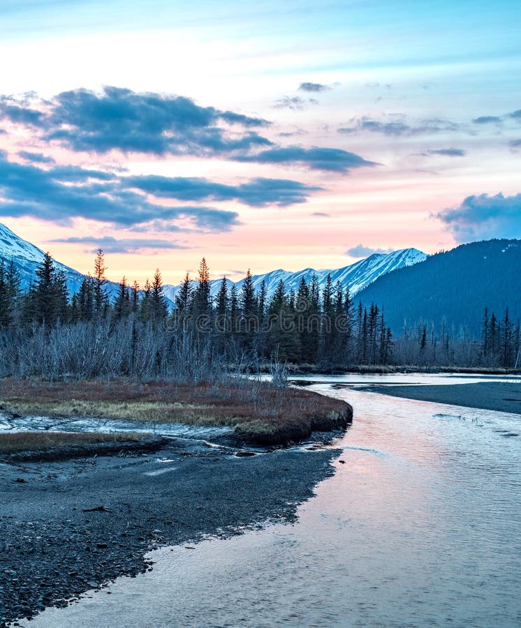 Beautiful Tundra in Southern Alaska with Majestic Snow Capped Mountains ...