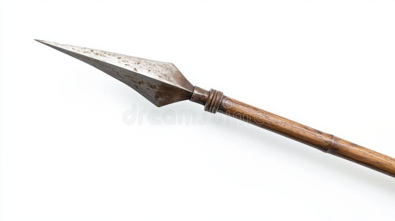 An Ancient Spear with a Sharp Metal Tip and Wooden Handle. this Weapon ...