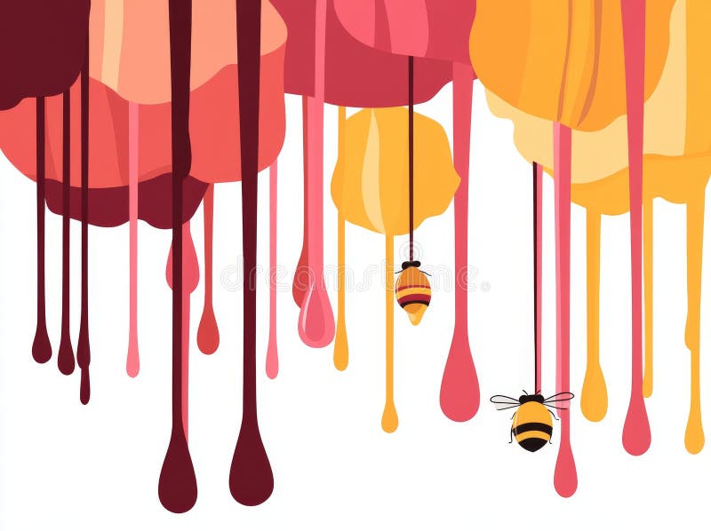 An Image Depicts a Bee Encircled by Flowers and Bubbles, with a Bee in ...