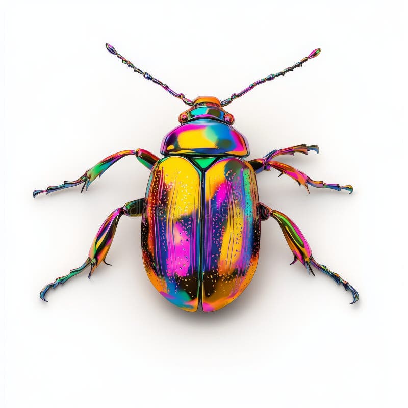 The Image Depicts a Beetle Boasting Bright, Iridescent Colors and ...