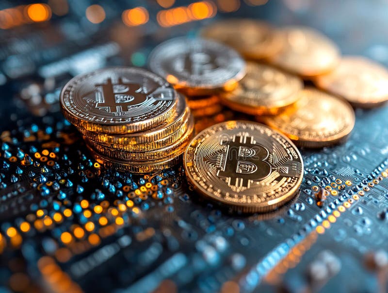 Image Depicts Bitcoin, a Digital Cryptocurrency, Symbolized by Two ...