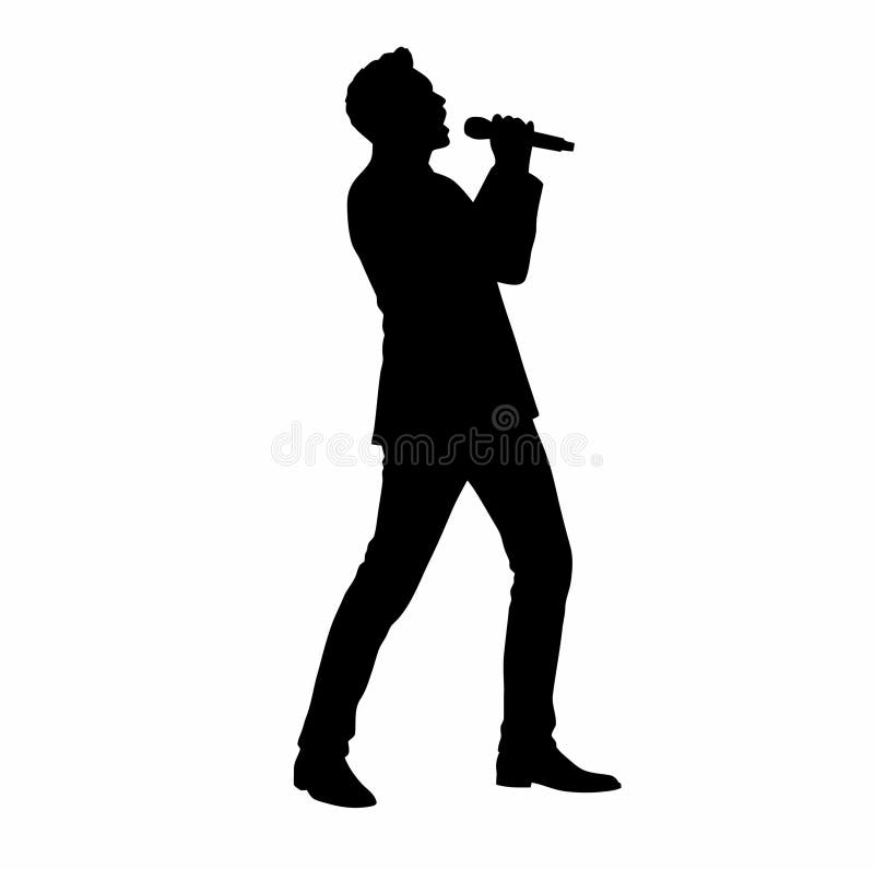 Male singer silhouette stock vector. Illustration of sound - 379222931