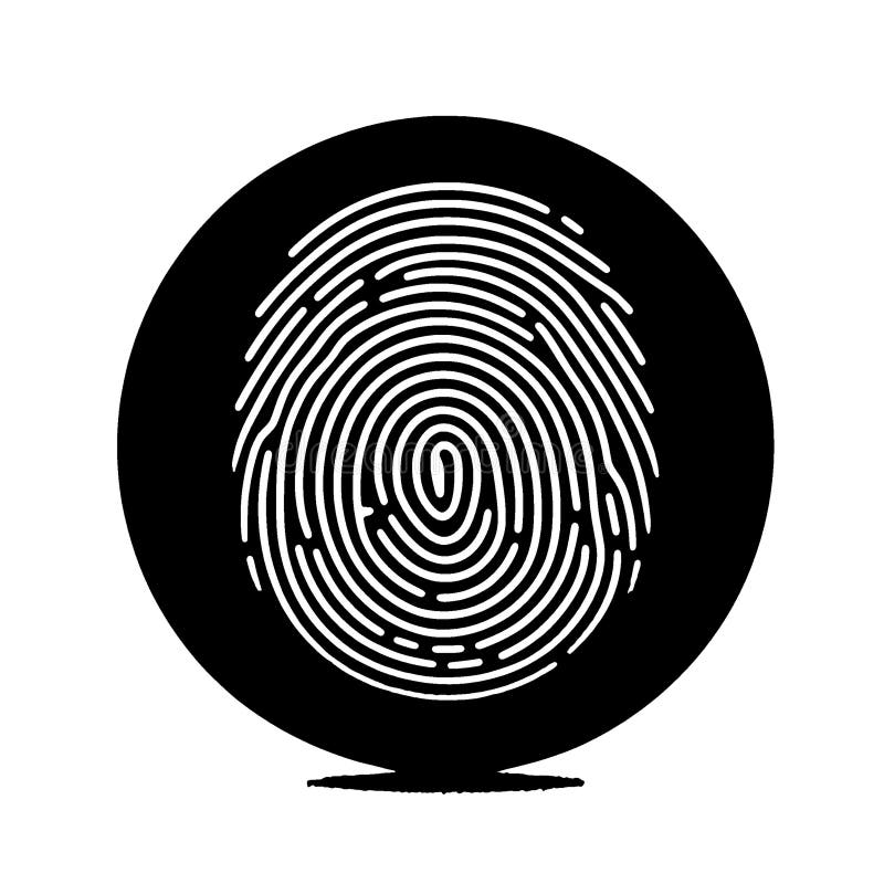 Black and White Fingerprint Icon - Detailed Fingerprint Vector Graphic ...