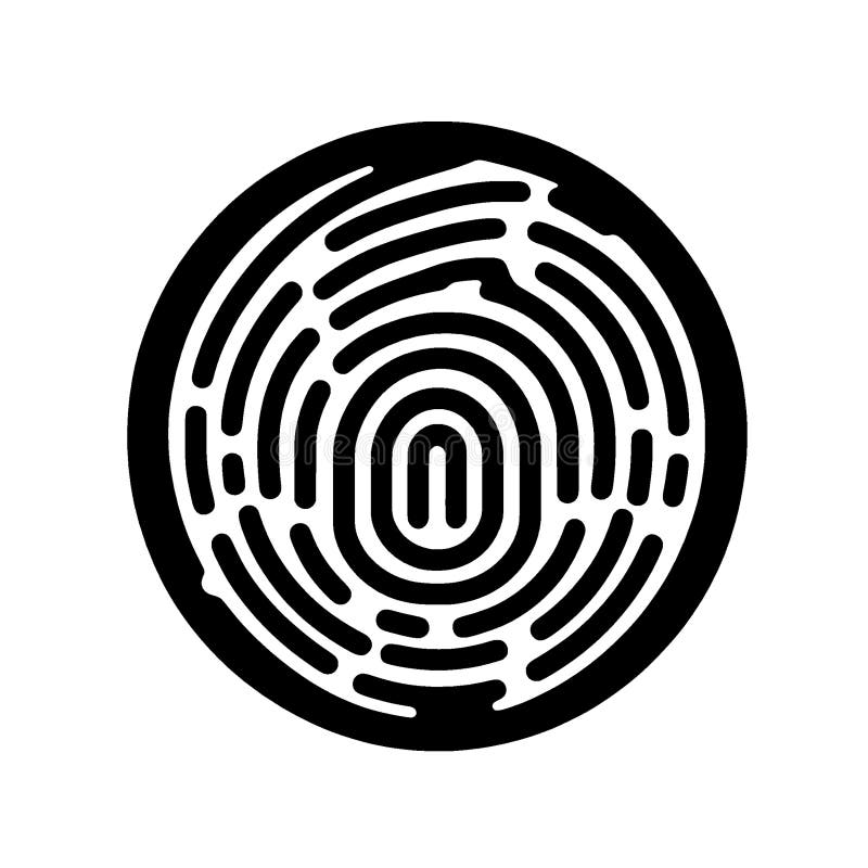Black and White Fingerprint Icon - Detailed Fingerprint Vector Graphic ...