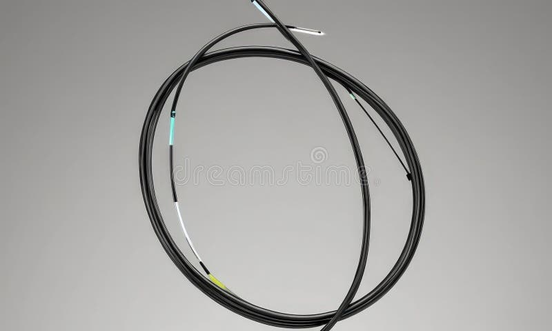 Black Wire with White Stripe and Blue Stripe is Coiled in Circular ...