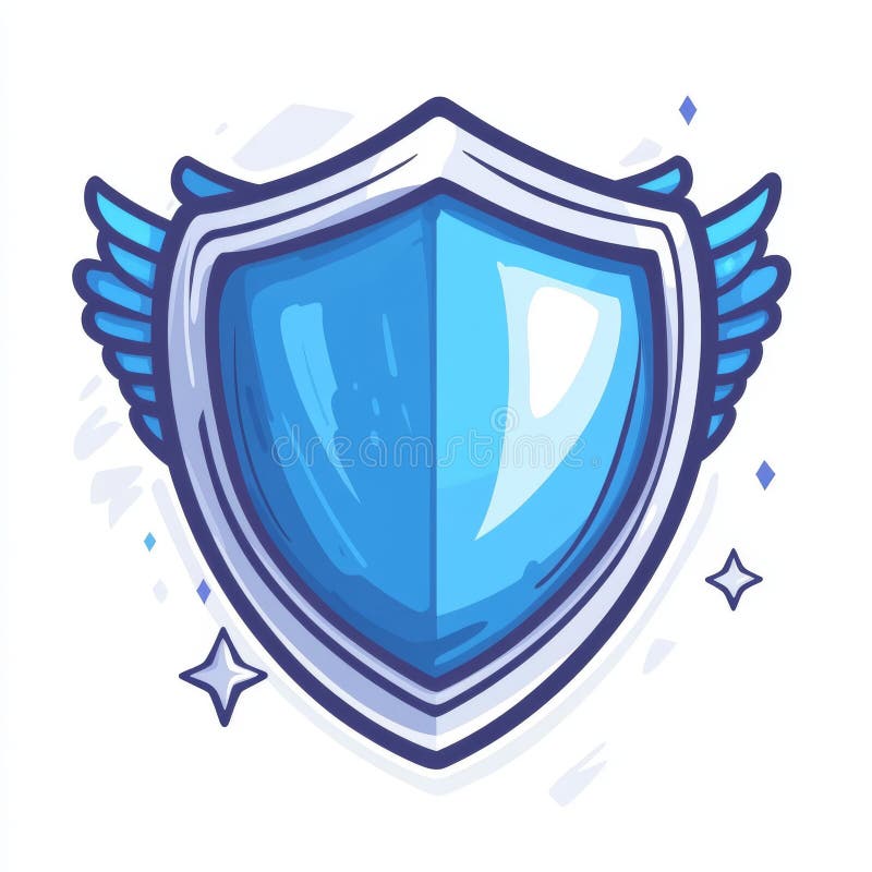 The Image Depicts a Blue Shield with Wings, and There is a Blue Shield ...