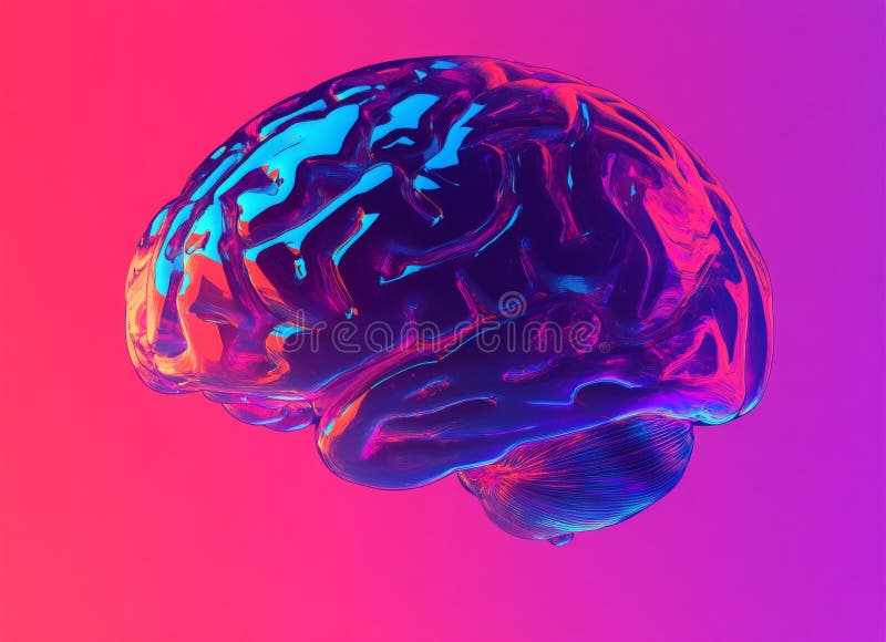 The Image Depicts a Brain with a Variety of Colors on a Backdrop of ...